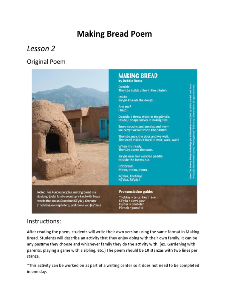 Making Bread Poem Activity | PDF