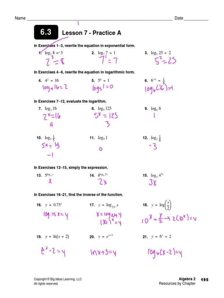 Assignment Unit 6 LESSON 7 Using Inverse Properties To Simplify and ...
