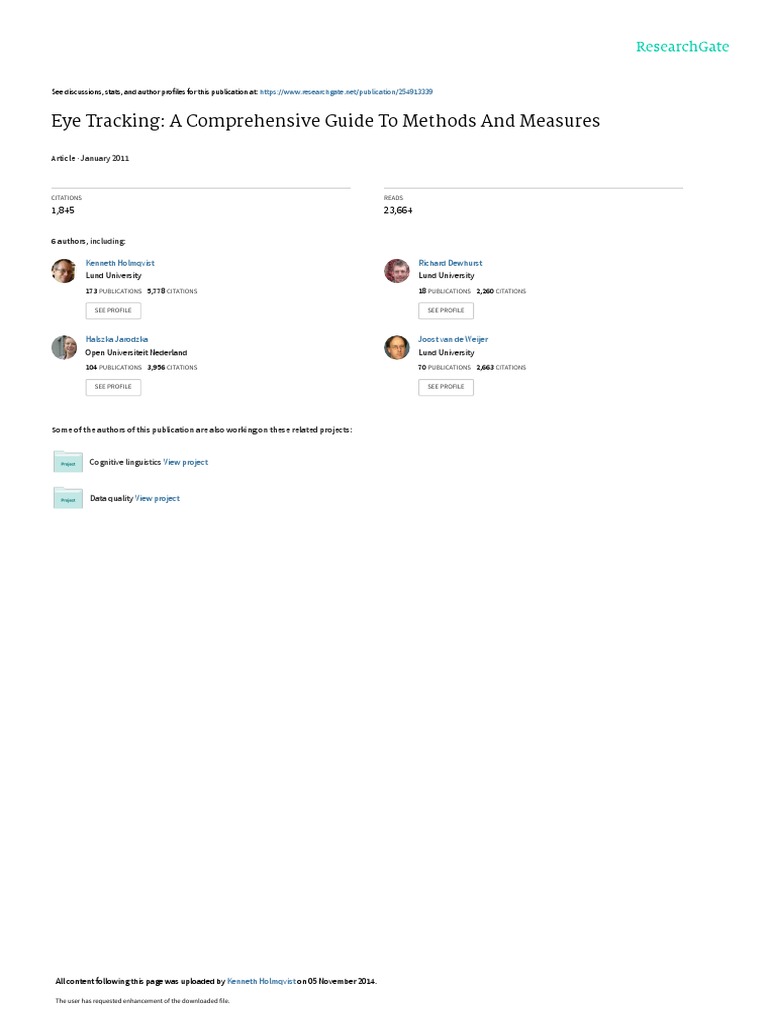 Eye Tracking A Comprehensive Guide To Methods and | PDF