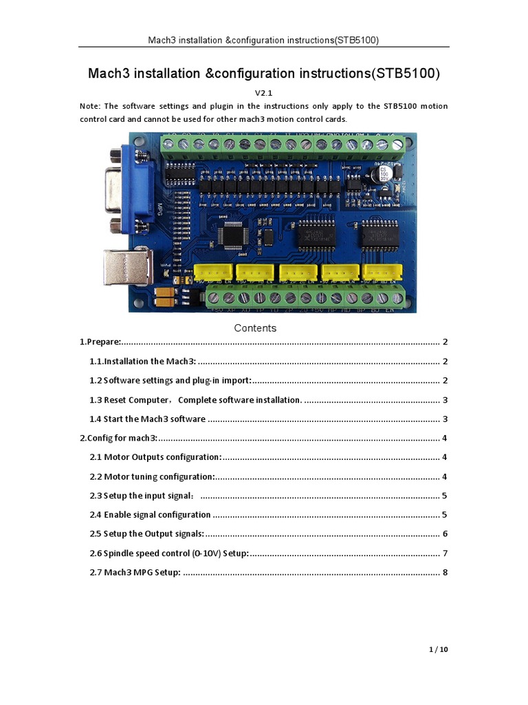 Mach3 Installation Andconfiguration Instructions Stb5100 Pdf Input Output Plug In Computing