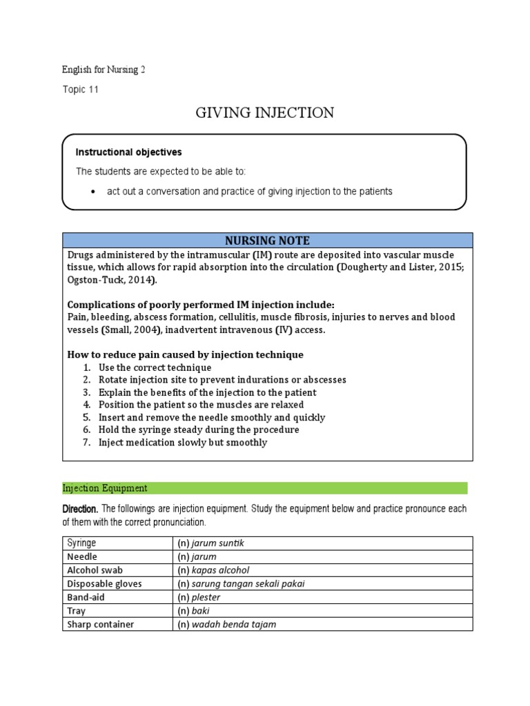 Learning Materials and Students Worksheet | PDF | Injection (Medicine ...
