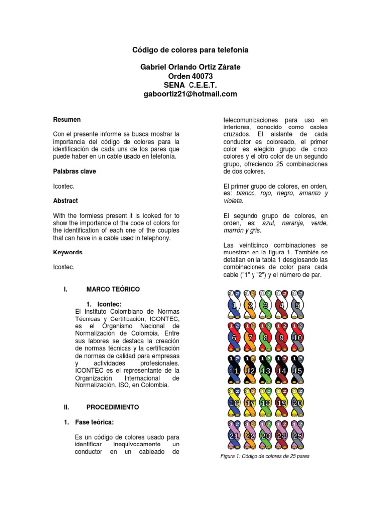 Código de Colores Para Telefonía Gabriel Orlando Ortiz Zárate 40073 | PDF | Verde | Color