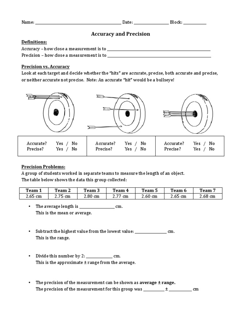 Accuracy and Precision: Definitions | PDF | Accuracy And Precision ...