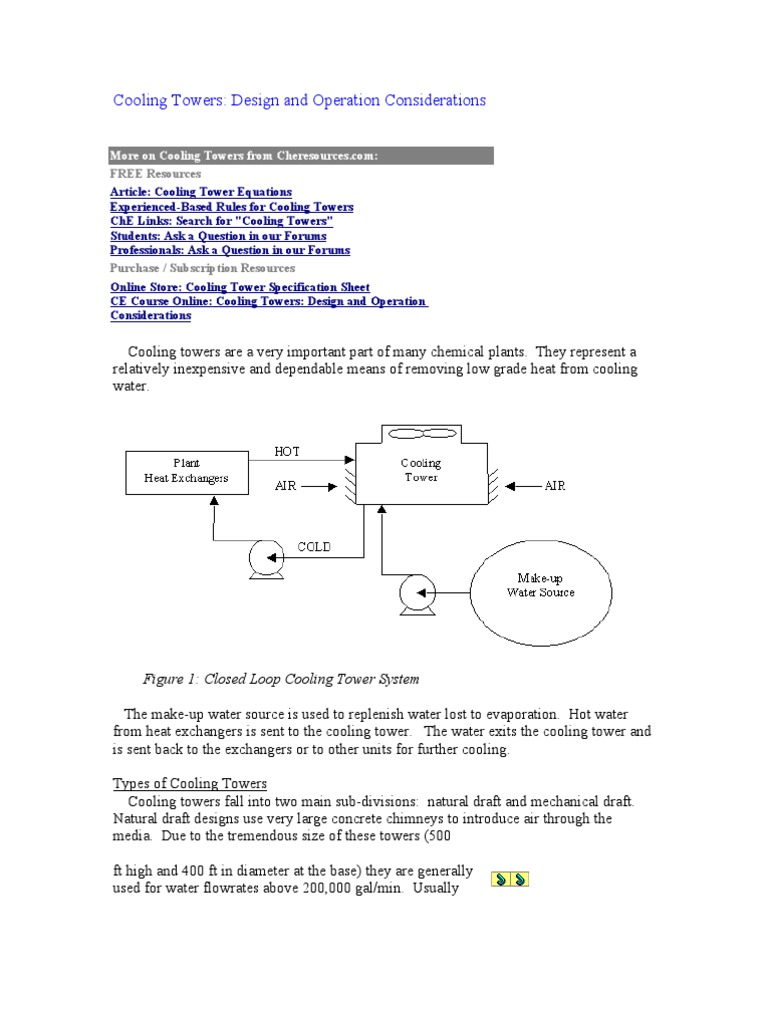 Cooling Tower Design and Operation Guide | PDF | Chemical Reactor ...