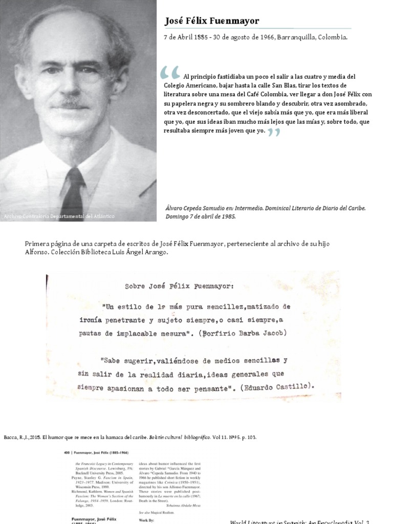 Biografía de José Félix Fuenmayor | PDF | Colombia | Biblioteca y museo