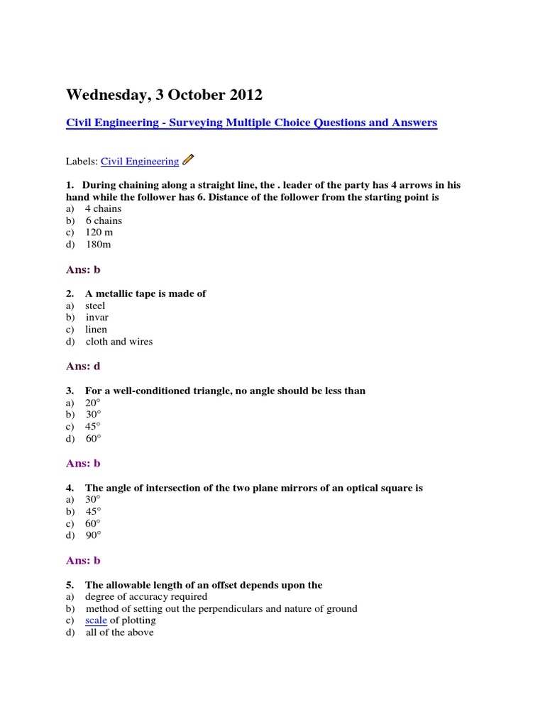 Wednesday, 3 October 2012: Civil Engineering - Surveying Multiple ...