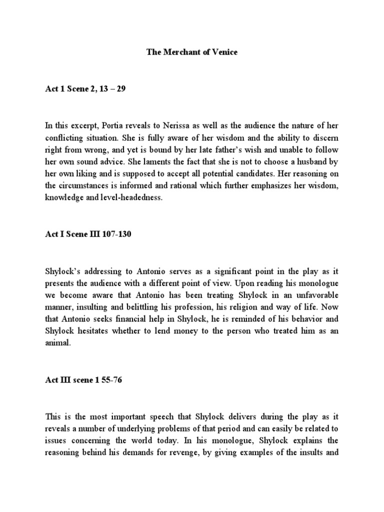 The Merchant of Venice Analysis | PDF | The Merchant Of Venice | Shylock