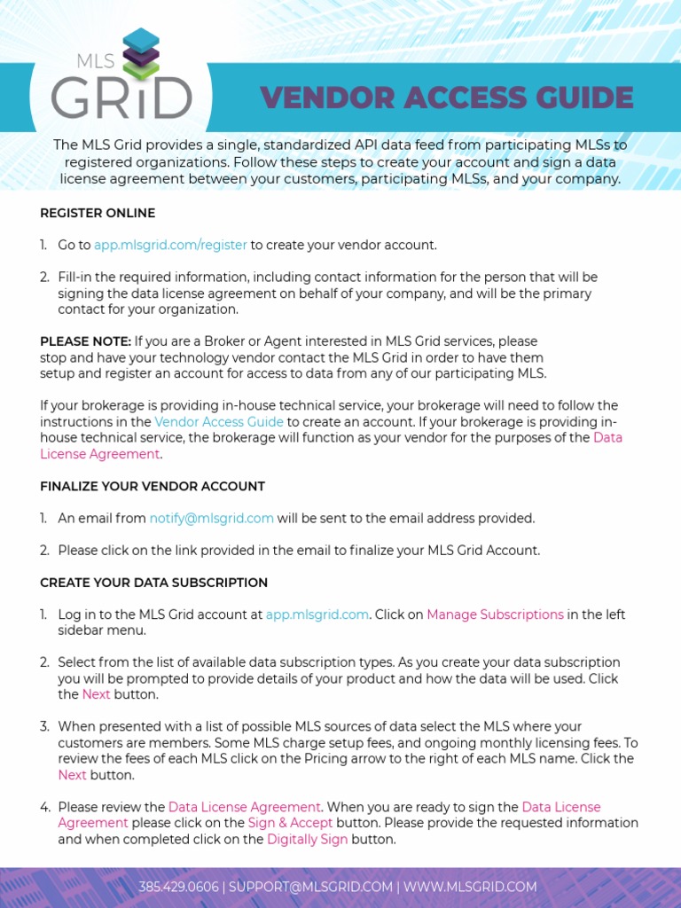 MLS Grid - Vendor Access Guide | PDF | Real Estate Broker | Information ...
