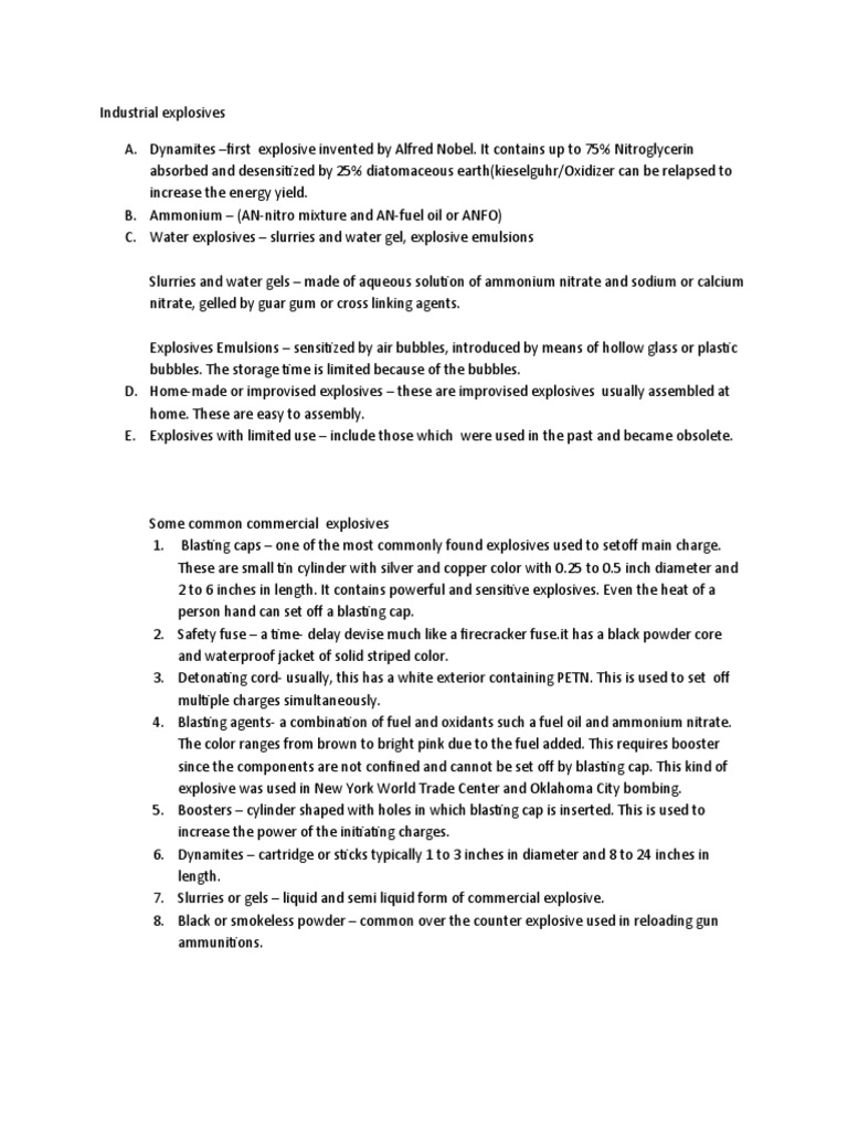 Industrial Explosives | PDF | Chemistry | Materials