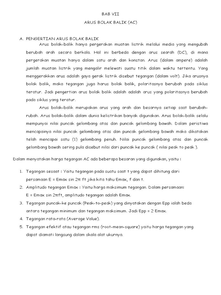 Fisika Bab Vii Arus Bolak Balik | PDF