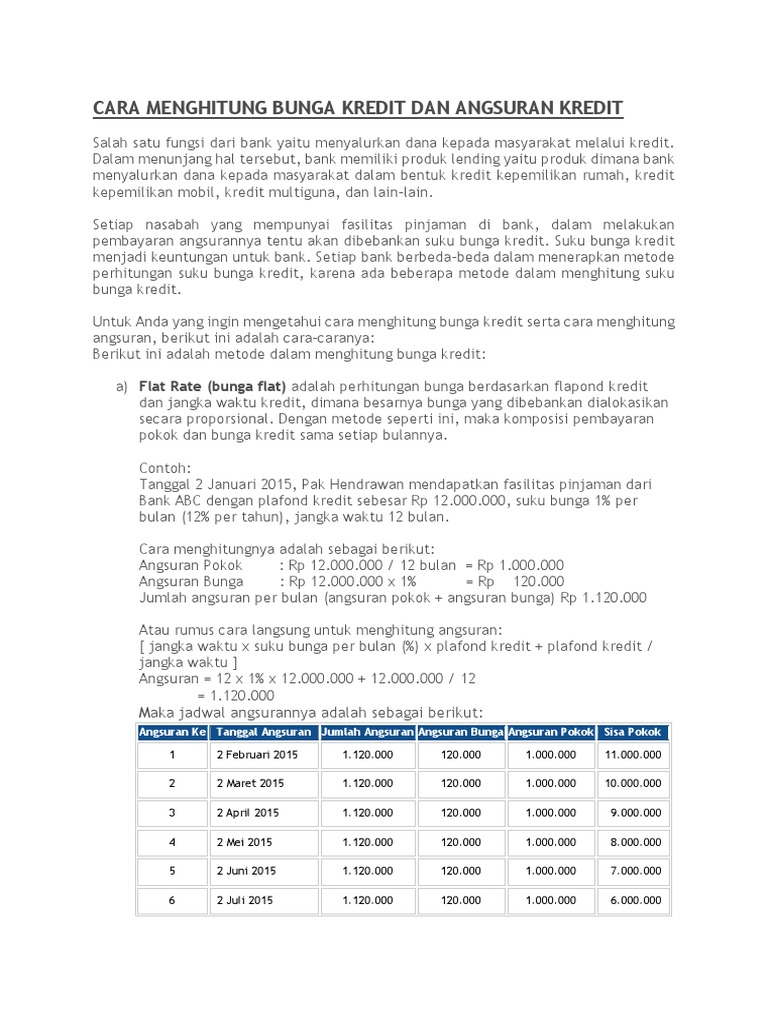 Cara Hitung Bunga dan Angsuran Kredit | PDF