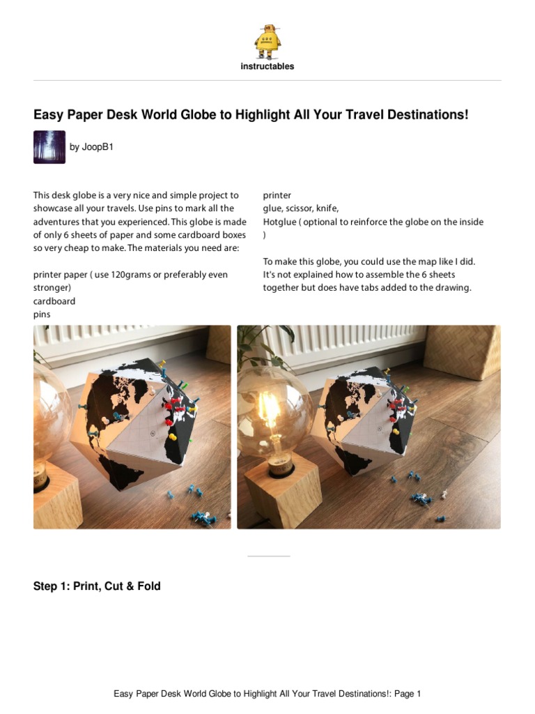 DIY Paper Desk Globe Project | PDF | Paperboard | Paper