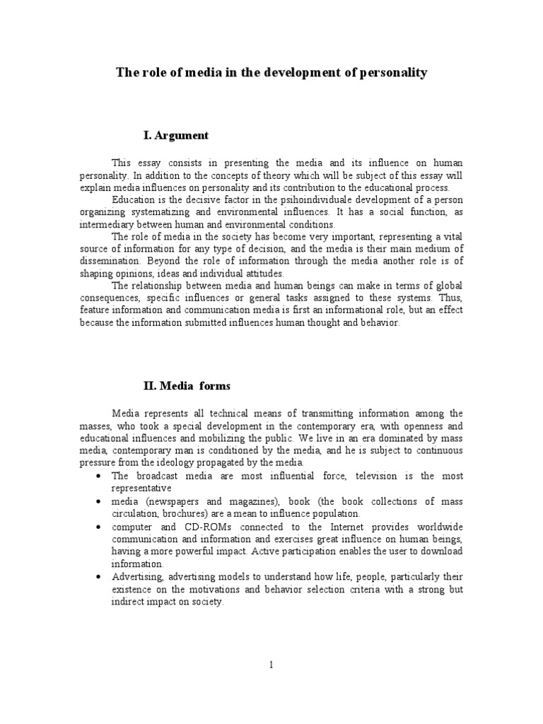 Media's Impact on Personality Development | PDF | Mass Media | Information