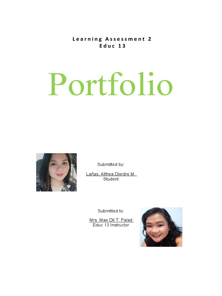 Portfolio: Learning Assessment 2 Educ 13 | PDF | Educational Assessment ...
