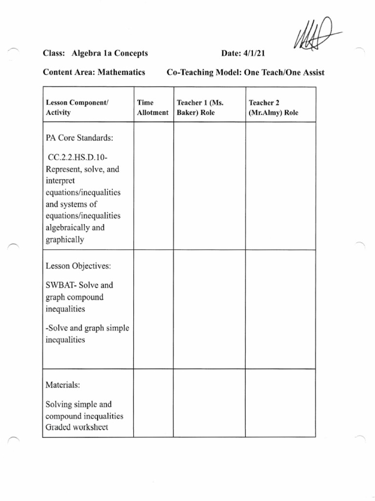 Co-Teaching Model LP | PDF | Differentiated Instruction | Equations