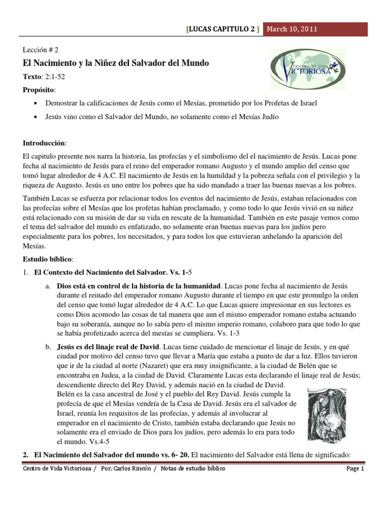 Lucas Capitulo 2, El Nacimiento y La Ninez Del Salvador Del Mundo | PDF ...