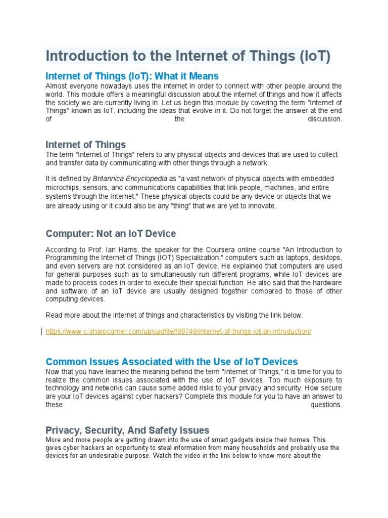 Introduction To The Internet of Things | PDF | Internet Of Things ...