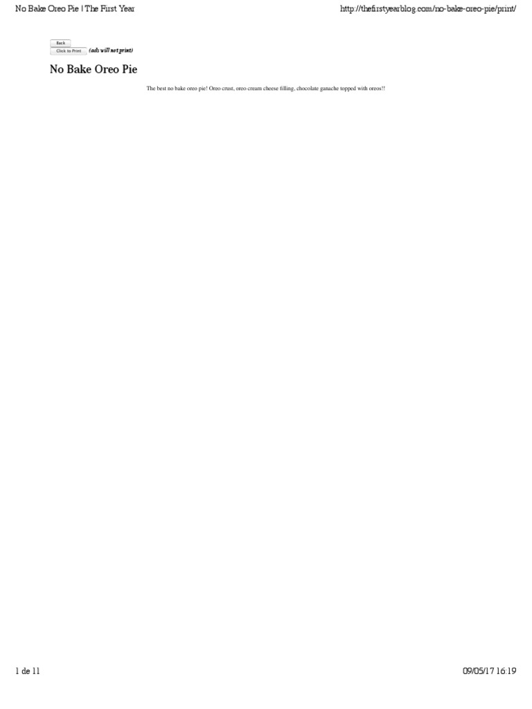 No Bake Oreo Pie - The First Year | PDF | Refrigerator | Chocolate