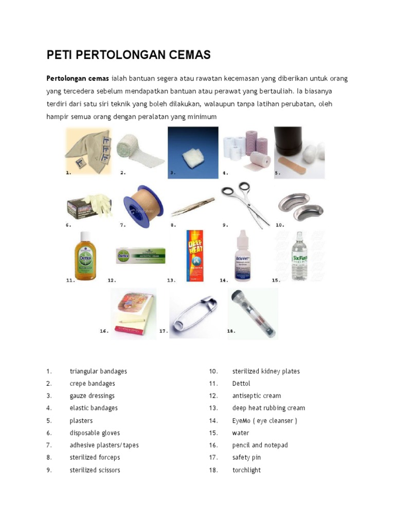 Nota Peti Pertolongan Cemas | PDF