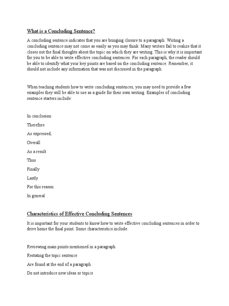 What Is A Concluding Sentence | PDF