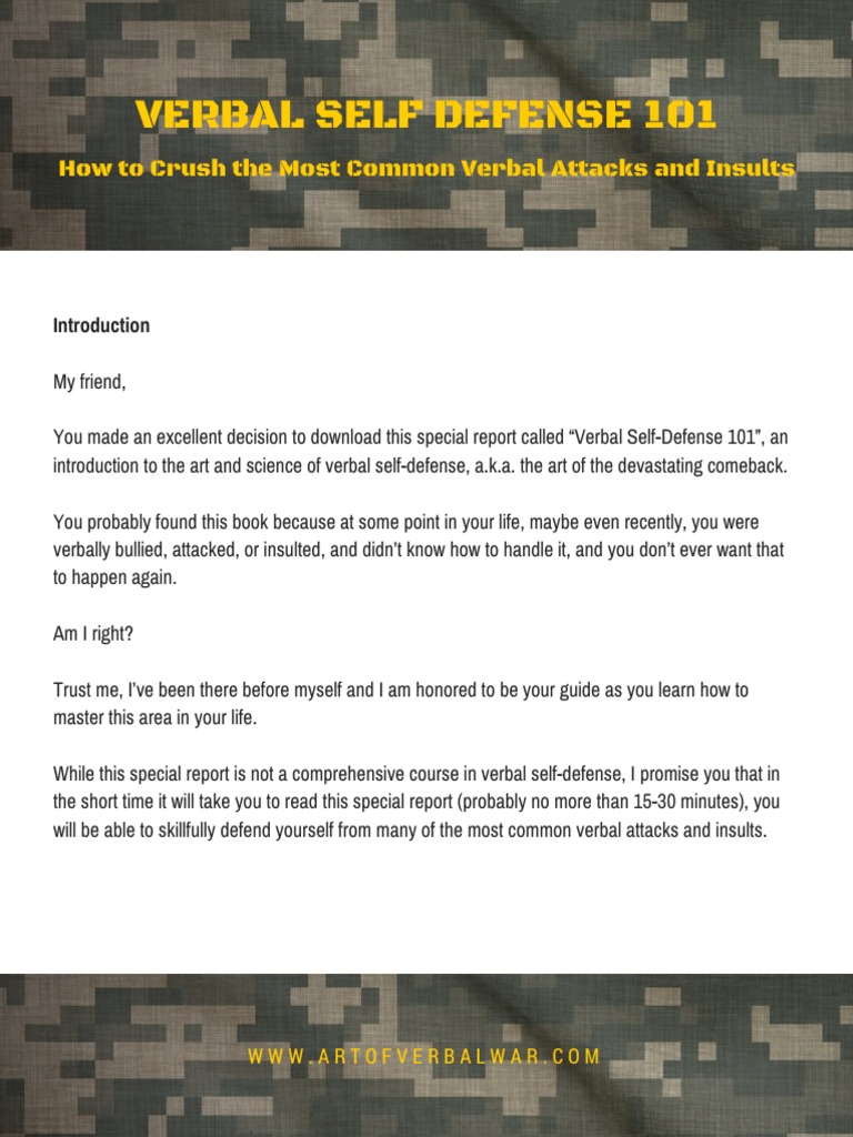 Verbal Self Defense 101 | PDF | Nonverbal Communication | Communication