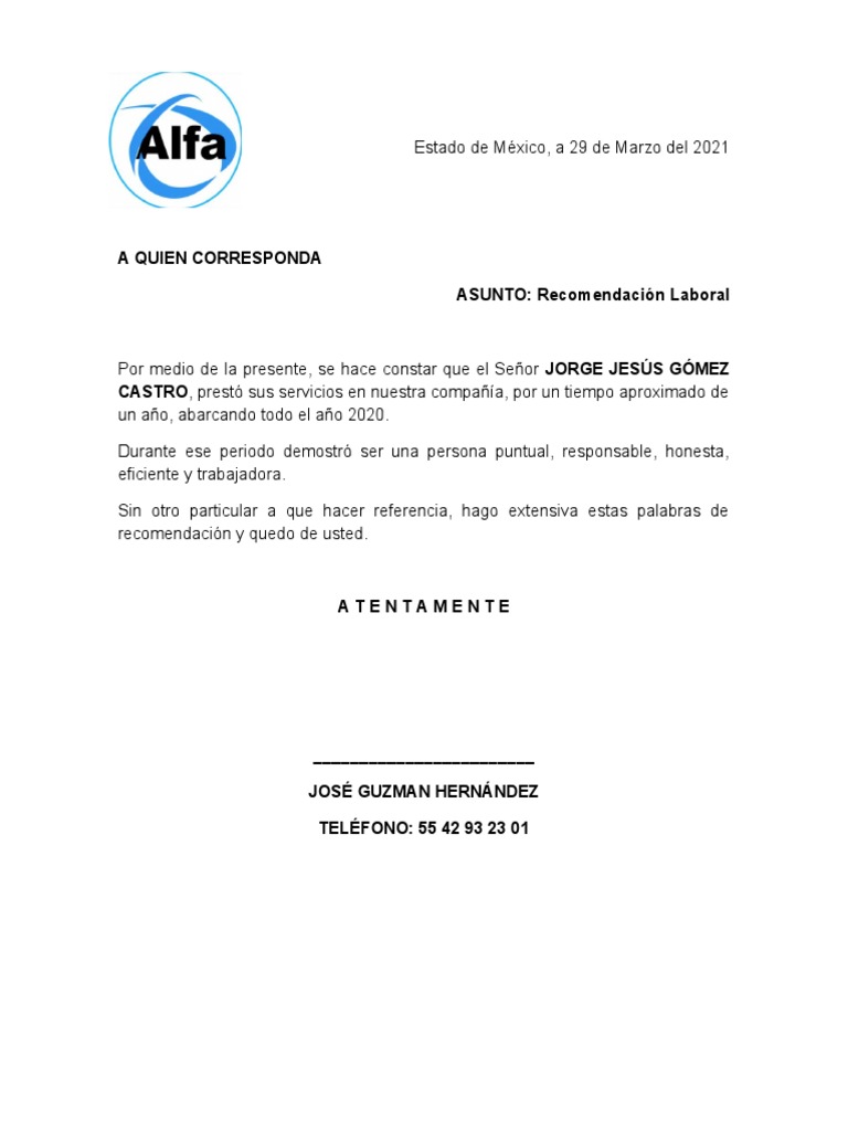 Cartas Laborales | PDF
