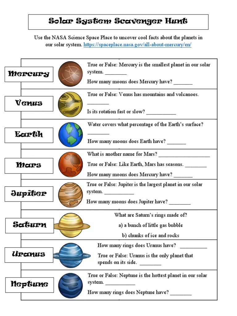 Solar System Scavenger Hunt | PDF
