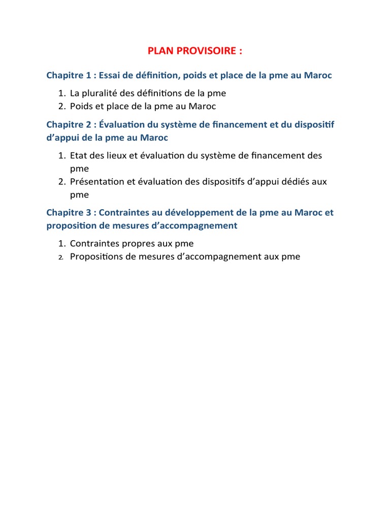 Plan Provisoire | PDF