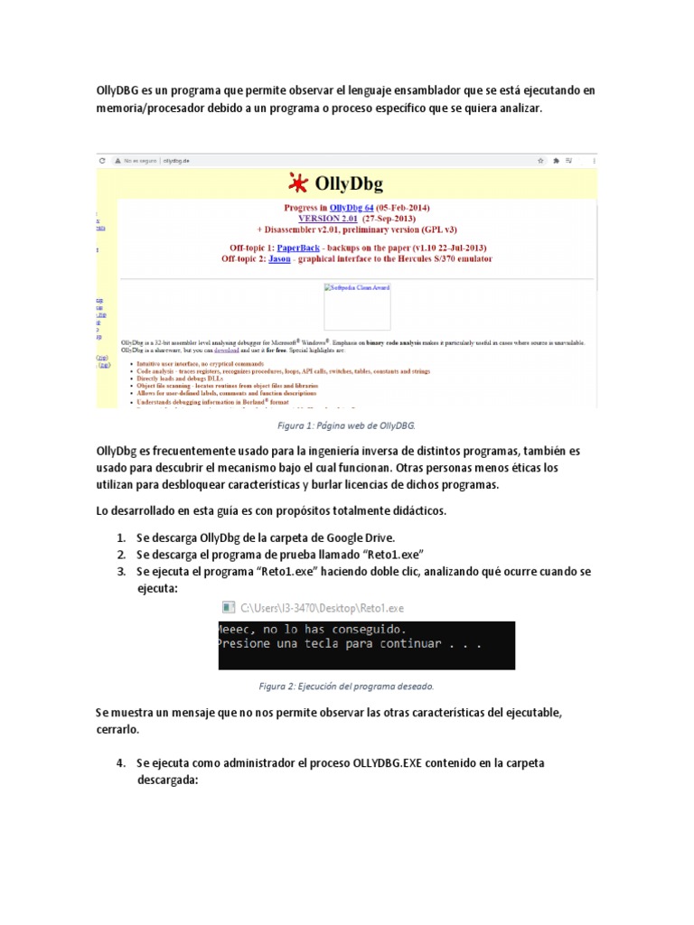 OllyDBG Guia | PDF | Lenguaje ensamblador | Programa de computadora