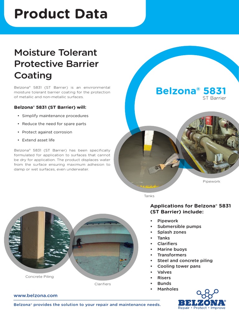 Moisture Tolerant Protective Barrier Coating: Belzona® 5831 | PDF | Corrosion | Concrete