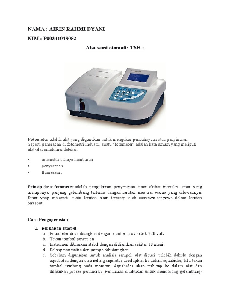 Alat Semi Otomatis TSH (Fotometer) | PDF
