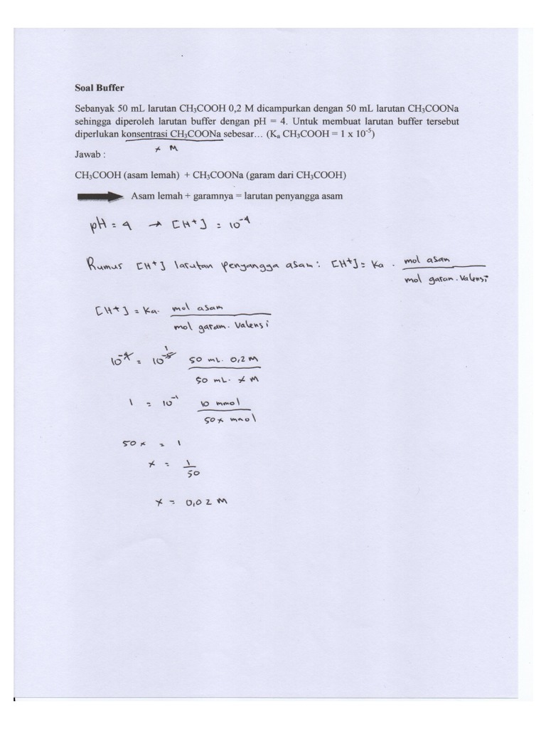 Soal Dan Pembahasan Larutan Penyangga/Buffer Dan Hidrolisis Garam | PDF