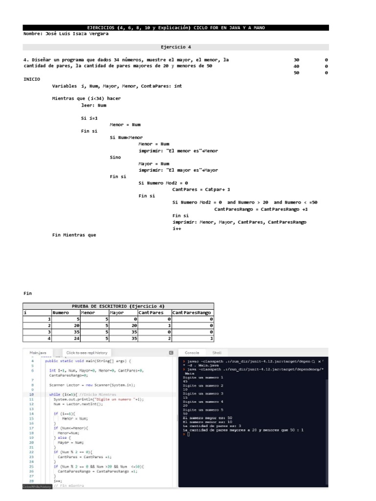 Practica Ciclo While Java | PDF | Enseñanza de matemática | Ingeniería ...