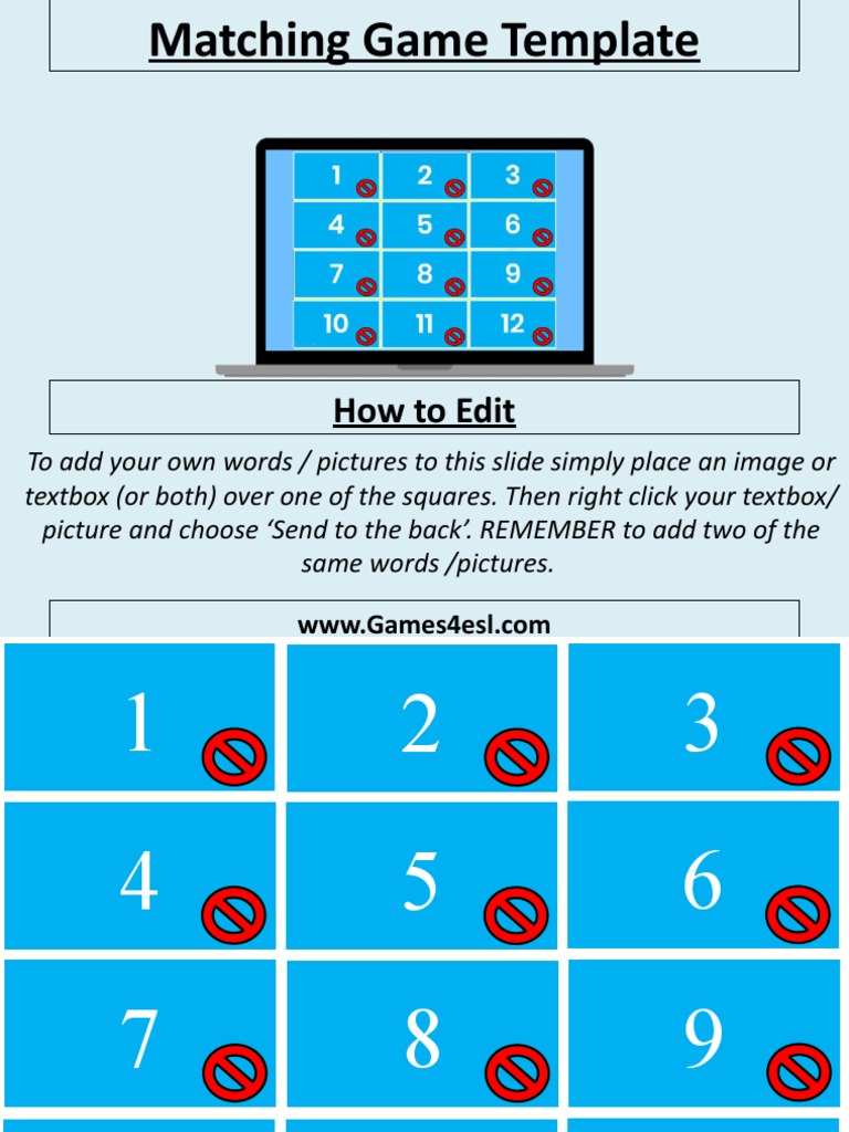 Matching Game Blank Template | PDF