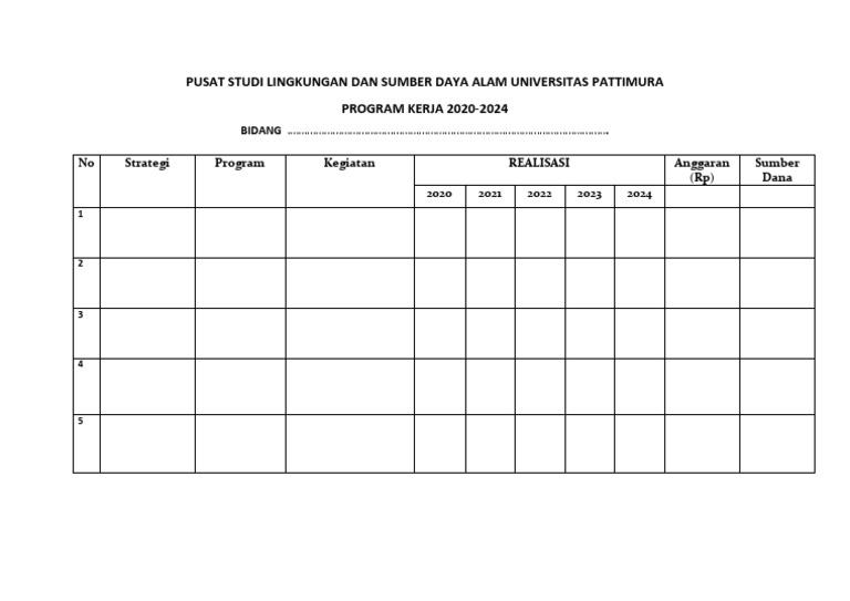 Template Matriks Program Kerja | PDF