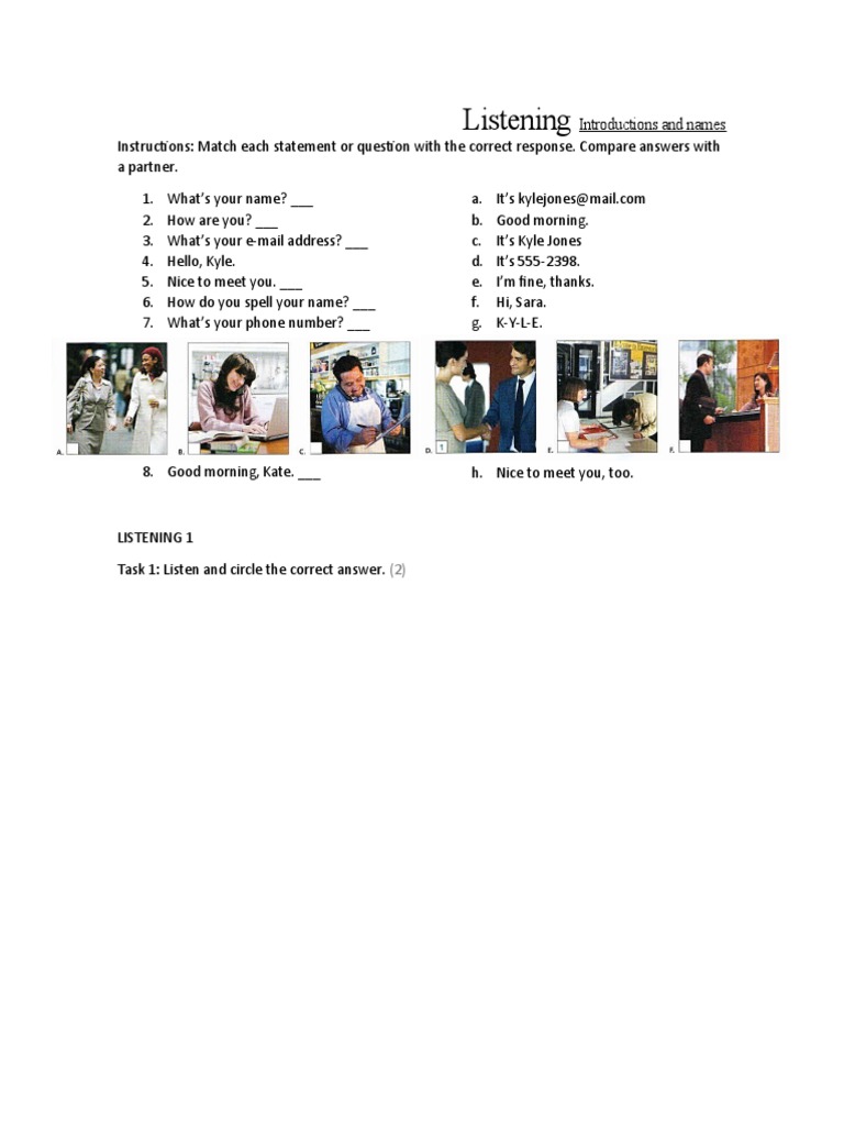 Listening Introductions and Names | PDF | Language Arts & Discipline