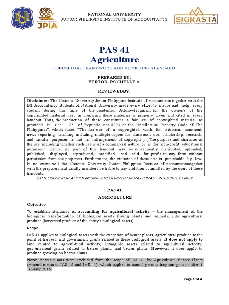 Cfas Pas 41 Agriculture | PDF | Fair Value | Depreciation