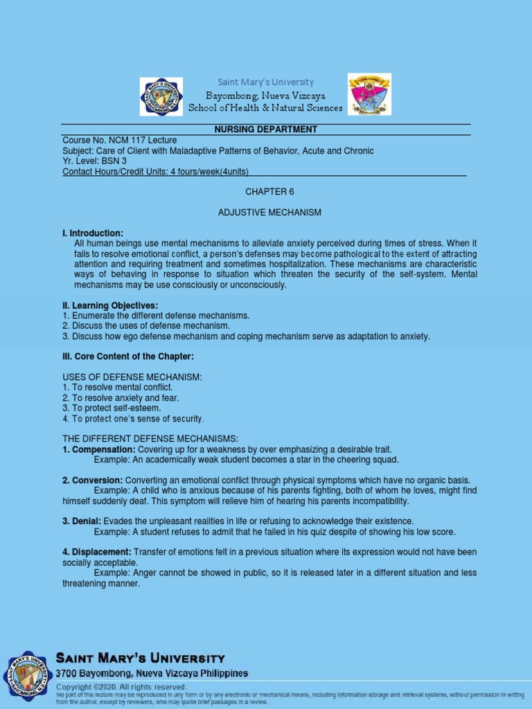 Chapter 6 Module Adjustive Mechanism | Download grátis PDF | Anxiety | Human Nature