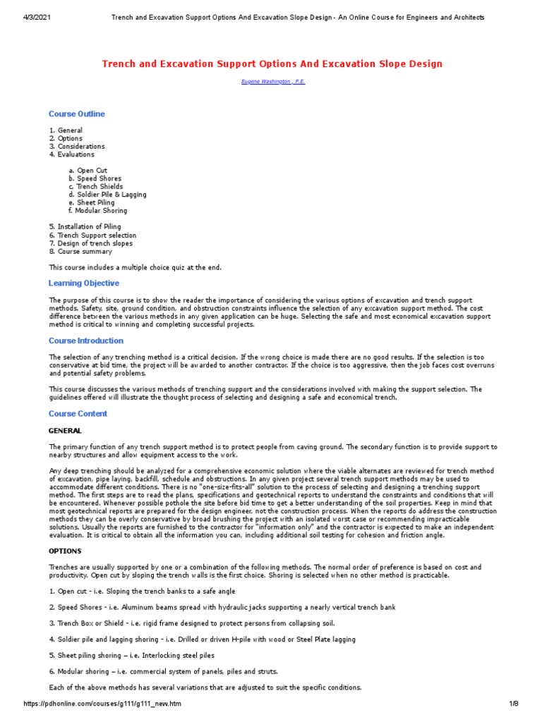 Trench Support Methods for Engineers | PDF | Deep Foundation ...