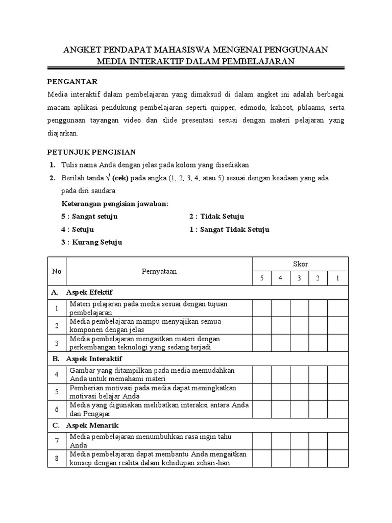 L. Lembar Angket | PDF | Karier & Perkembangan