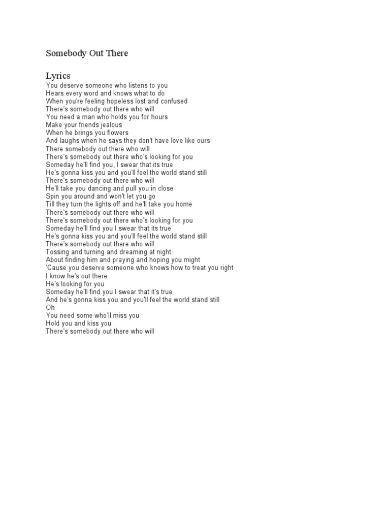 Somebody Out There Lyrics | PDF