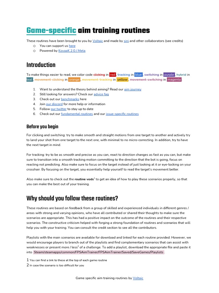 Voltaic Game Specific Aim Training Routines | PDF | Leisure