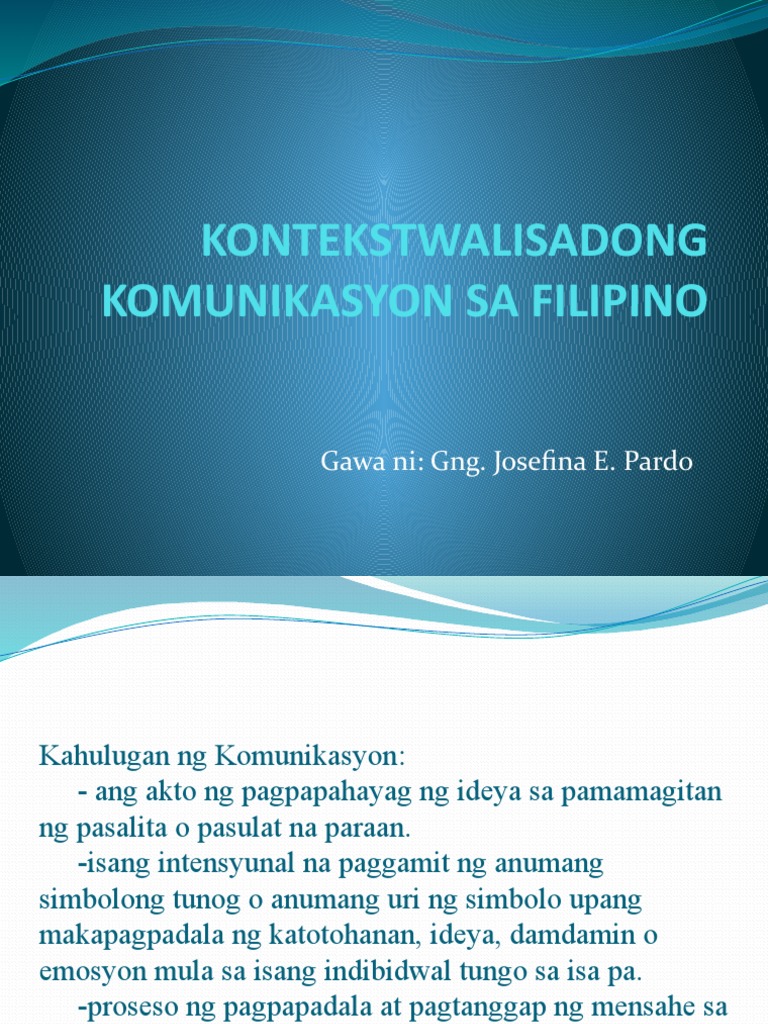 Kontekstwalisadong Komunikasyon Sa Filipino | PDF
