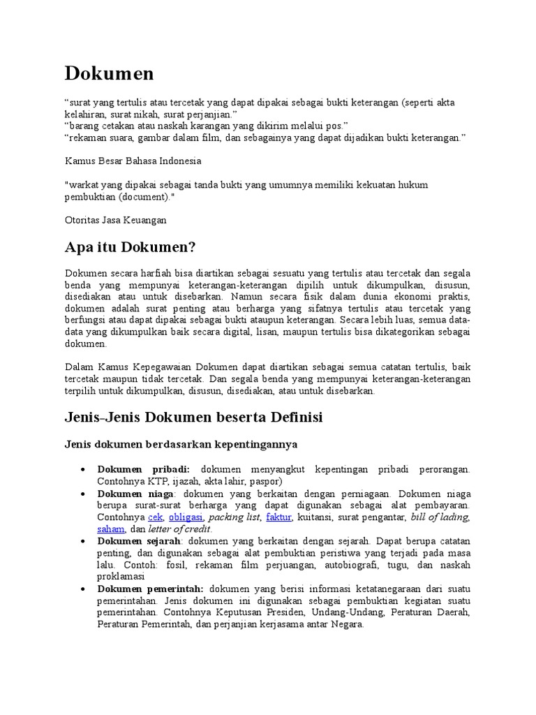 Apa Itu Dokumen? | PDF