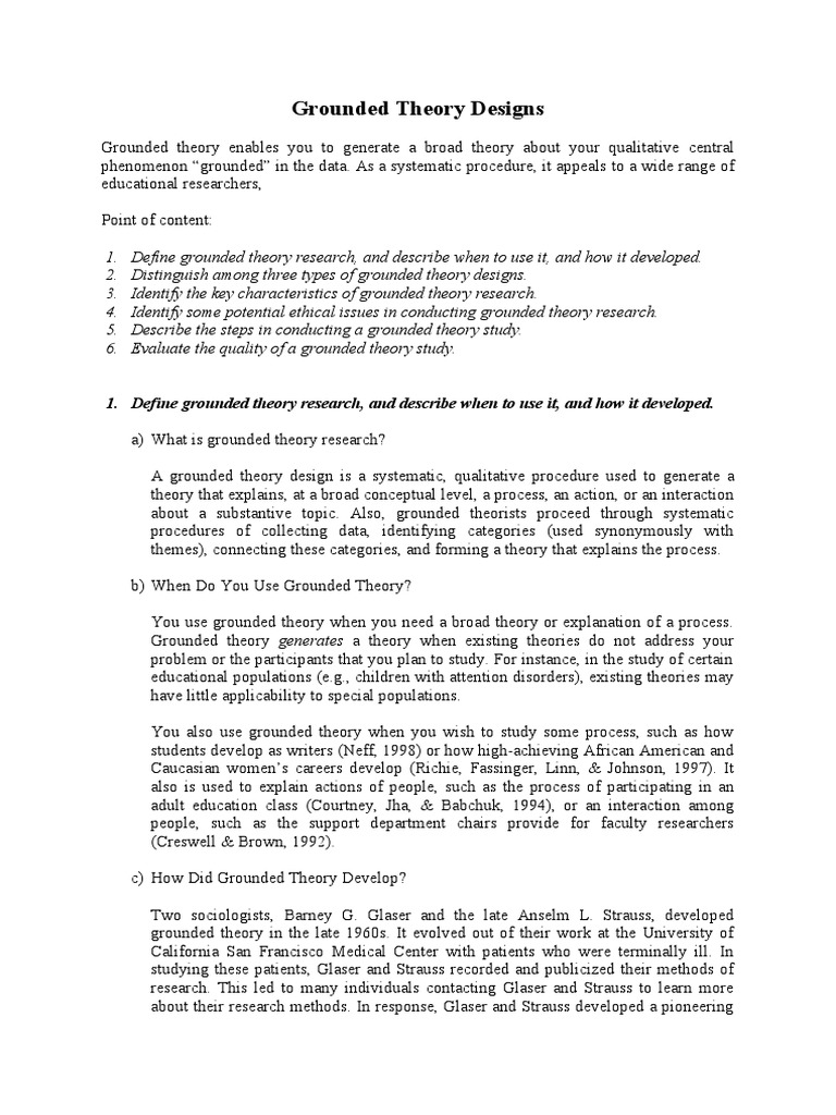 Chapter 13 Grounded Theory Designs | PDF | Theory | Academic Discipline ...