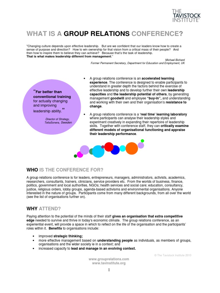 What Is A Group Relations Conference? 2011 | PDF | Leadership | Creativity