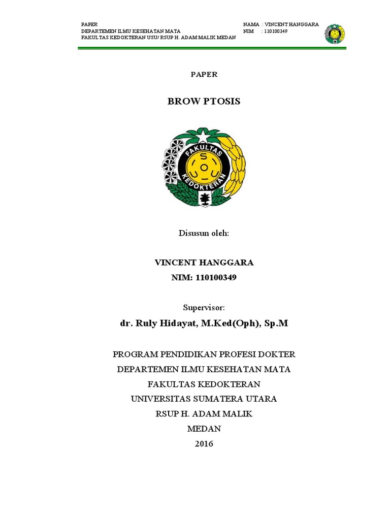 Brow Ptosis: Kondisi, Diagnosis, dan Penatalaksanaan | PDF