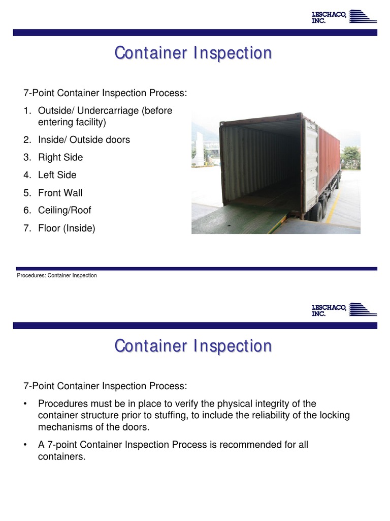 container inspection | Tractor | Trailer (Vehicle)