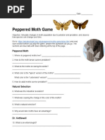 Peppered Moths Natural Selection Game | PDF