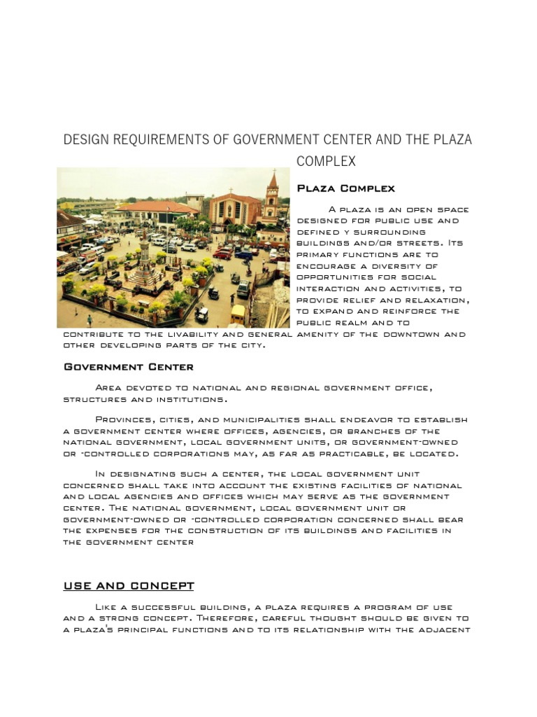Design Requirements for Government Plaza Complex | PDF | Street | Wound